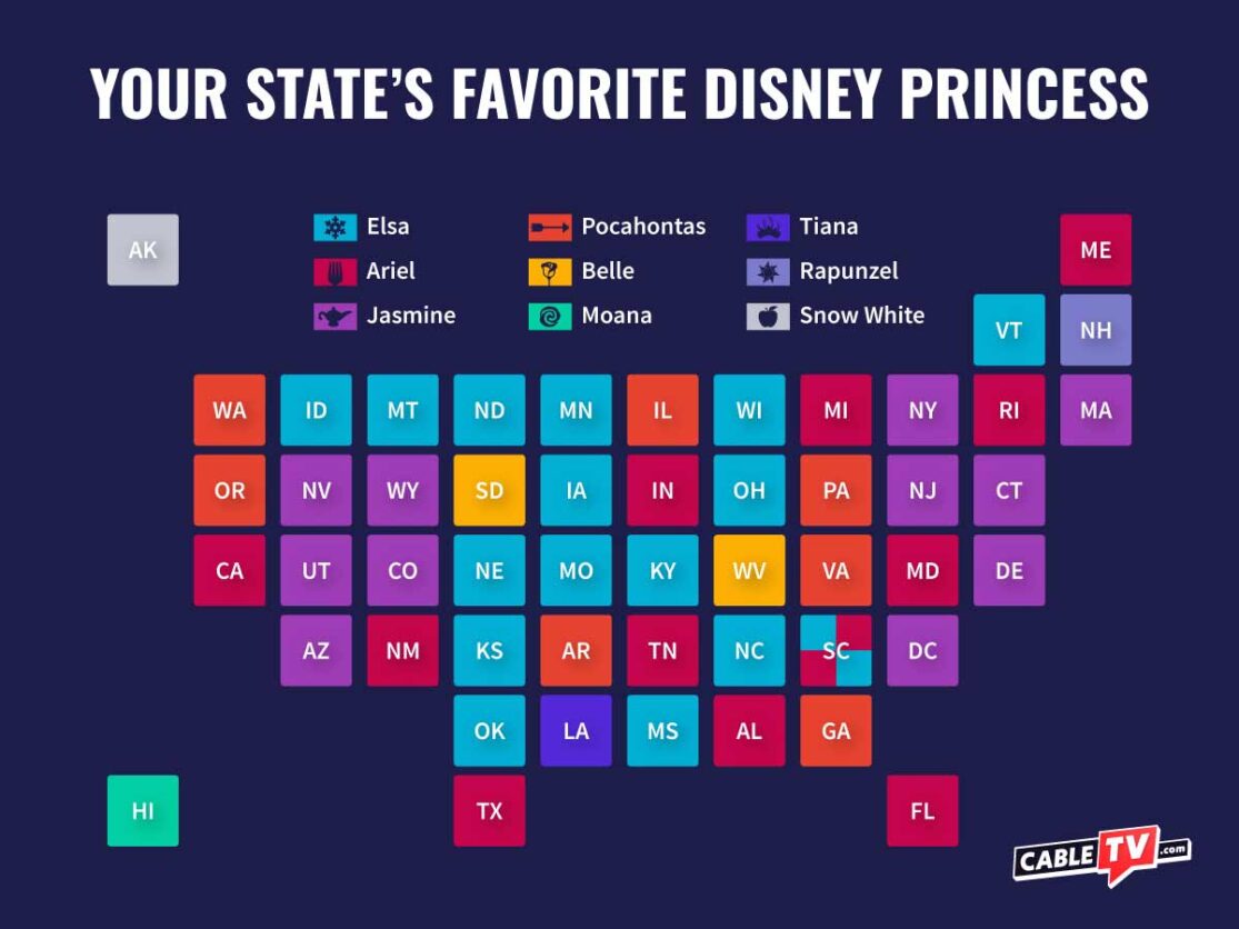 Find Out Your State’s Favorite Princess | CableTV.com